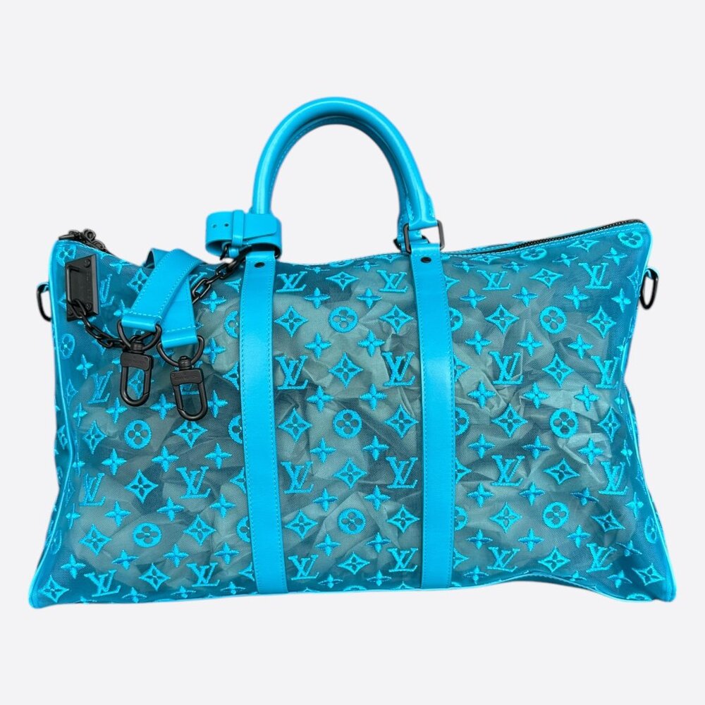 Louis Vuitton Blue Mesh Monogram Triangle Keepall 50 - Gem